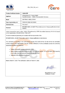 Certification and Bankability - Zimmermann PV-Tracker